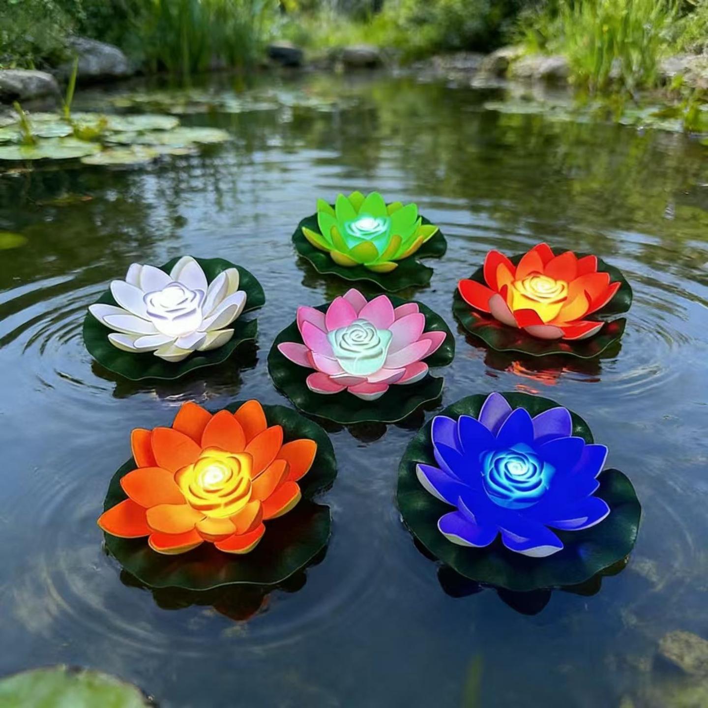 荷花莲花灯祈福许愿灯水上景观亮化装饰灯含电池河灯源头