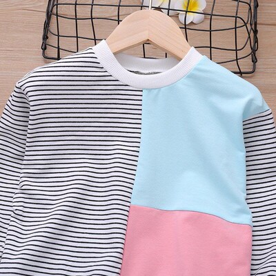 Striped Colorblocked TShirt Leggings for Girls in Spring Aut