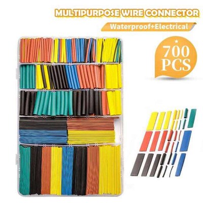 500/700Pcs Heat Shrink Tube Kit Shrinking Assorted Polyolefi