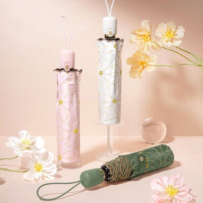 Three-fold Automatic Folding Umbrella Vinyl Hot Stamping Plu