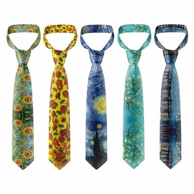 New Fashion Oil Painting Design Neckties For Men Van Gogh Su