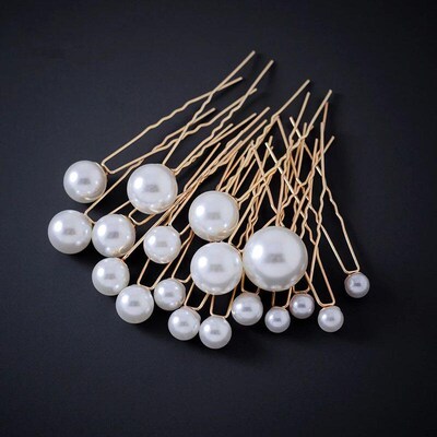 Fashion Metal U Shape Pearl Hairpin Clips Wedding Bridal Upd