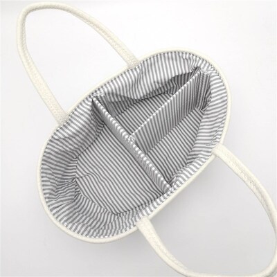 Portable cotton rope woven large capacity Mommy diaper bag