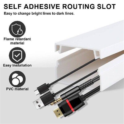 10Pcs Cord Hider 157inch Cable Cover Raceway Kit PVC White