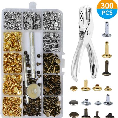 Metal Double Cap Rivets Studs Round Rivet for DIY Leather Cr