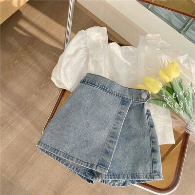 Kids Clothes Set New Summer Girls Fashion Lace Blouse Top &