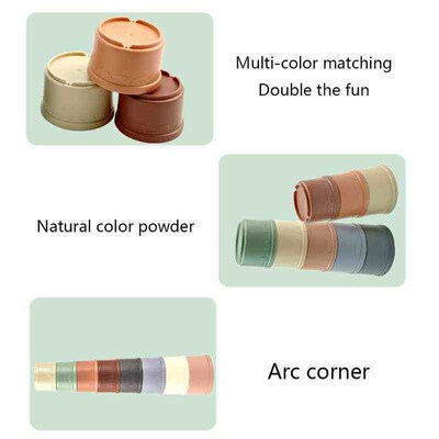 8Pcs/Set Baby Stacking Cup Toys Colorful Infants Toddlers Ba