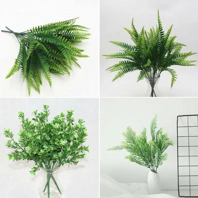 Artificial Plants Fake Leaf Foliage Bush Home Office Garden