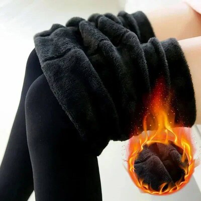 Women Winter Leggings Warm Leggins High Waist Solid Color Ve