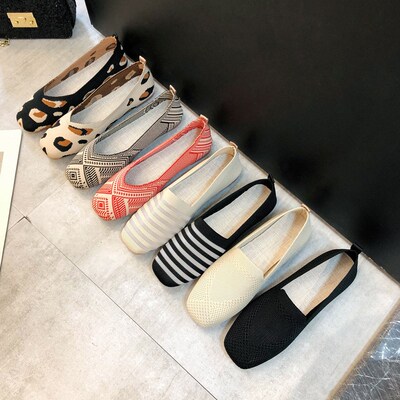 2023 Spring New Mesh Ballet Flats Women Square Toe Daily Loa