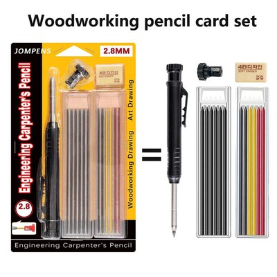 Solid Carpenter Pencil Set Deep Hole Marking Tool Pen Built