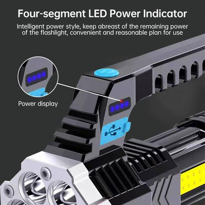 High Power LED Flashlight Powerful USB Rechargeable Torch Ha