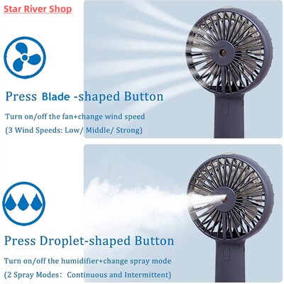 Battery Portable Water Spray Mist Fan Electric USB Rechargea