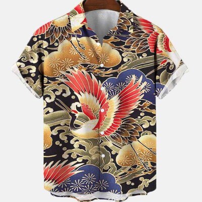 Mens Bird Costumes Vacation Vintage Hawaiian Shirt For Men