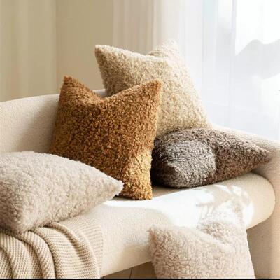 Lamb Fur Cushion Covering for Sofas Throw Pillow Home Decor