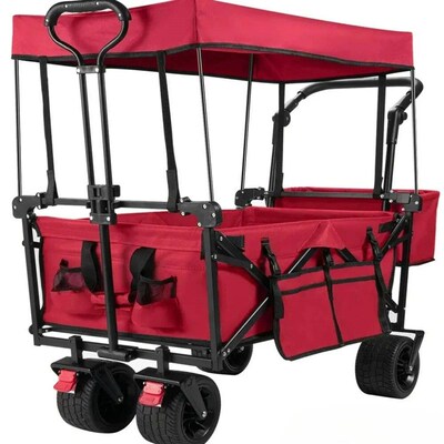 Collapsible Garden Wagon Cart with Removable Canopy,  Foldab