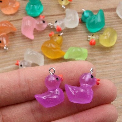 10Pcs 19X20MM 9 Color Noctilucent Duck Resin Earring Charms