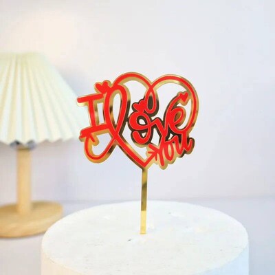 Big Red Love Wedding & Engagement Party Cake Toppers Acrylic