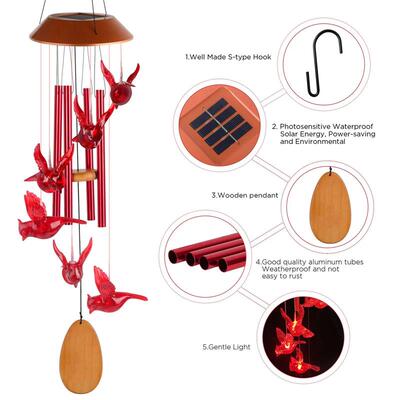 Solar Wind Chimes, Christmas Gifts for Mom & Grandma, Wooden