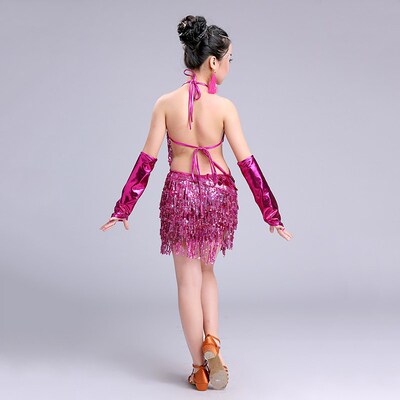 Children Professional Fringe Ballroom Latin Dance Dress For