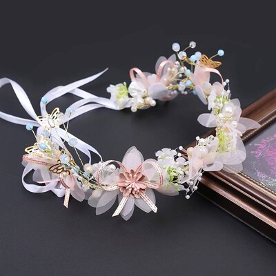 Elegant Girls Spring Bohemian Pearl Crowns Beach Hawaii Flor