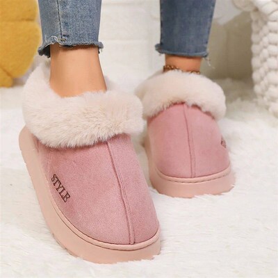 Womens Winter Fur Shoes Male Ankle Boots Platform Slippers