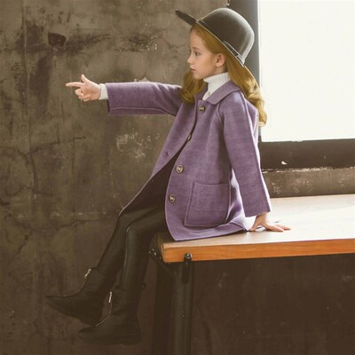 Teenager Kids Photography Woolen Coat School Children Windpr