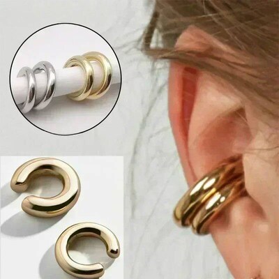 Unique Fake Piercing Metal Ear Clips Asymmetry Round Cartila