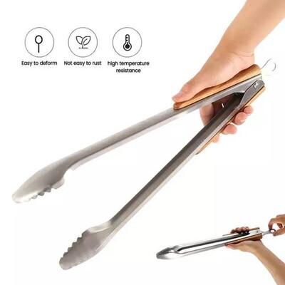 Stainless Steel BBQ Tongs Outdoor Larger Barbecue Clip Clamp