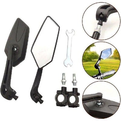 Rearview Mirrors Black Handlebar Mirror Glass Plastic