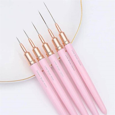 Pink Nail Art Brushes 4/8/12/20/25mm Fine Drawing Nail Liner