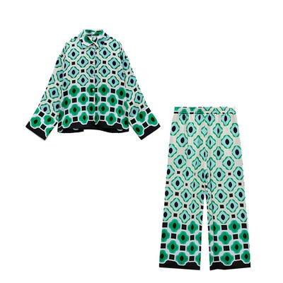 2021 New Women Summers Suits Blouse Shirt + Wide Leg High W