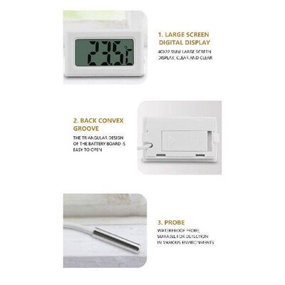 2025 Mini LCD Digital Thermometer Waterproof Probe Indoor