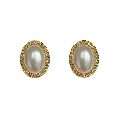 Imitation Pearl Zircon Retro Elegant Irregular Oval Square H