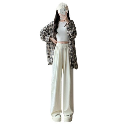 White Yamamoto Pants Womens 2025 Slim-fit Loose Dose Pants