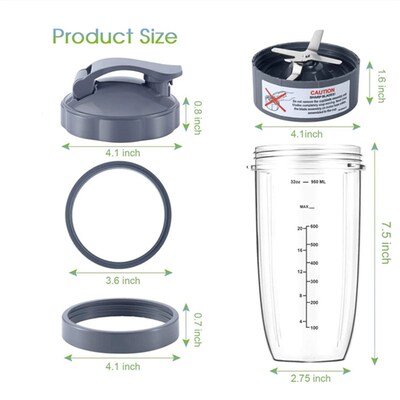 Nutribullet Blender Cups & Blade Replacement Set 600w/900w