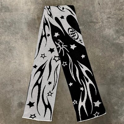 Fashion creative star striped knitted womens scarf mens wi