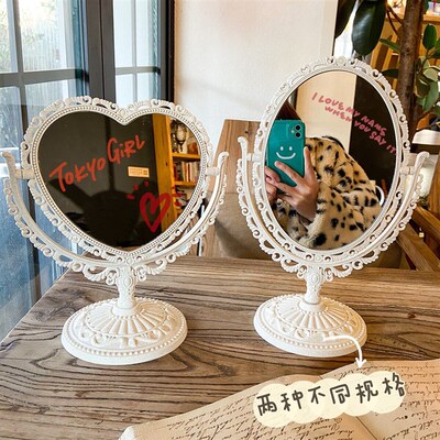 Double sided makeup mirror dormitory rotating princess