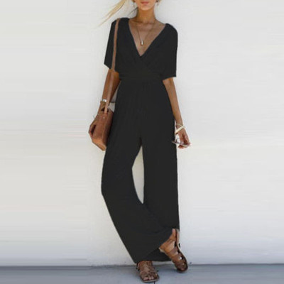 2022 New Summer Women V-Neck Loose Playsuit Jumpsuit Ladies