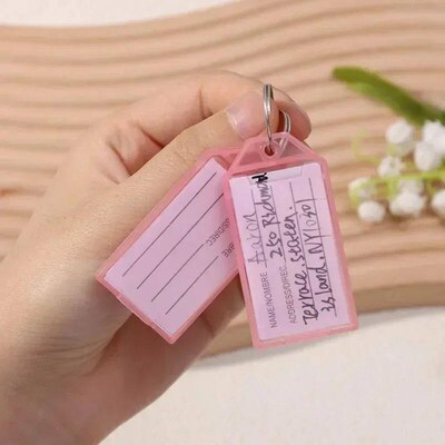 Colorful Plastic Key Tags Flap Transparent Keychain Split Ri