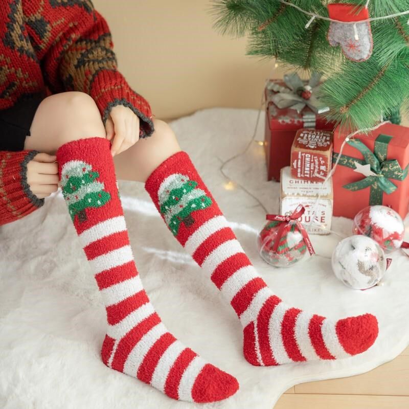 Christmas Socks Coral Velvet Floor Socks圣诞袜珊瑚绒地板袜