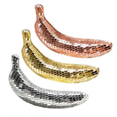 Discos Banana Statue Reflective Mirrored Sparkling Ornament
