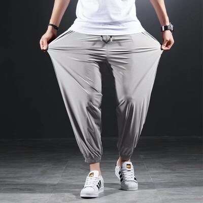 Elastic Casual Pants Ice Silk QuickDrying Mens Summer Thin S