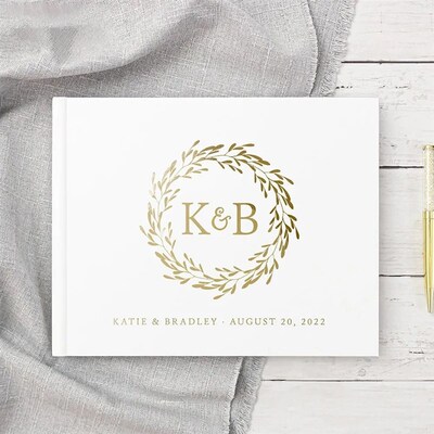 Personalised Wedding White Guest Book Custom Elegant Mr and