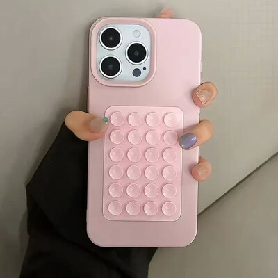 3D Suction Cup Airbag Litchi Pattern Phone Case For iPhone 1