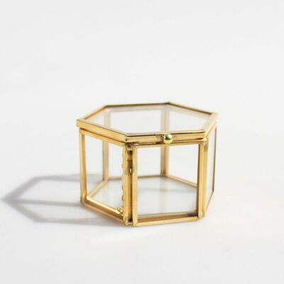 1PC Geometrical Clear Glass Jewelry Box Jewelry Organize Hol