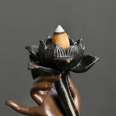 1pc, Resin Zen Incense Censer Buddha Hand Backflow Waterfall