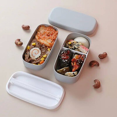 Simple Style Portable Double-layer Lunch Box Microwavable Be