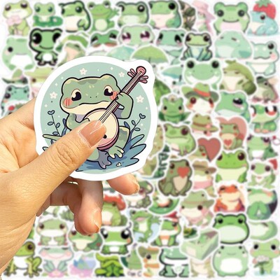 100PCS Cute Little Frog PVC Sticker Aesthetic Stationery Sch