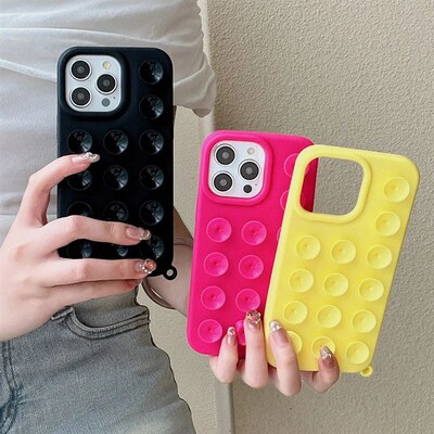 Suction Cup Soft Silicone Phone Case For iPhone 13 16 Pro Ma